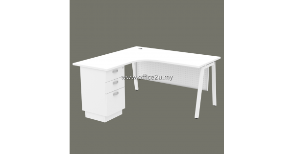 ASM-3D ASTRA SERIES COMPACT L-SHAPE TABLE SET WITH METAL MODESTY PANEL ...
