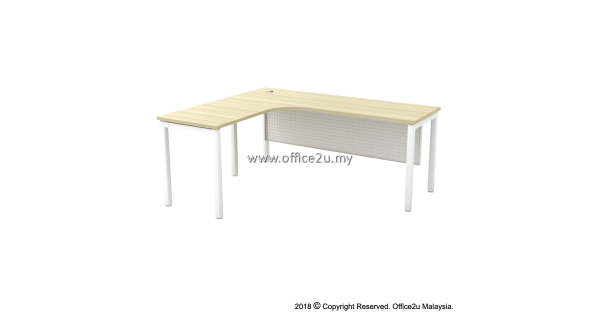 SML SKYWALK SERIES COMPACT L-SHAPE TABLE WITH METAL MODESTY PANEL