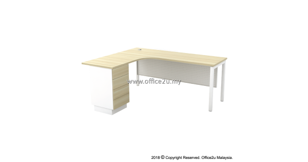 SML-4D SKYWALK SERIES COMPACT L-SHAPE TABLE SET WITH METAL MODESTY ...